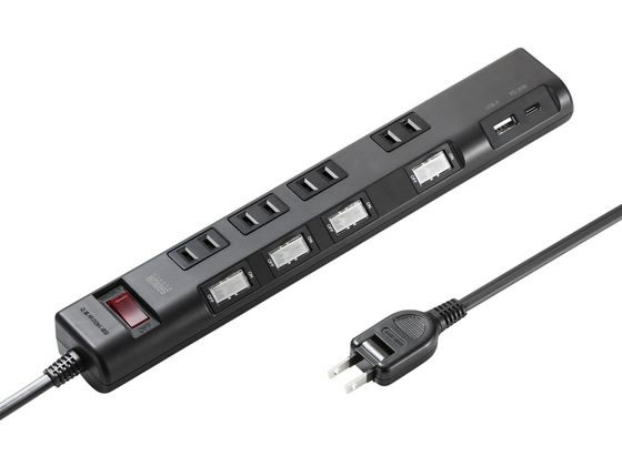 サンワサプライ 節電タップ 2P 4個口 2m ブラック TAP-B107UC-2BK 通販【フォレストウェイ】